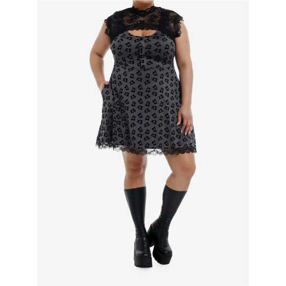 Hot Topic | Dresses | Hot Topic Flocked Cherry Lace Bolero Dress Plus ...